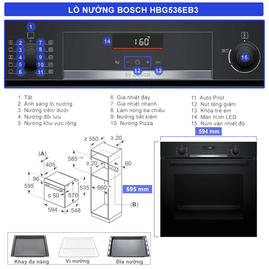 Lò nướng âm tủ Bosch HBG536EB3